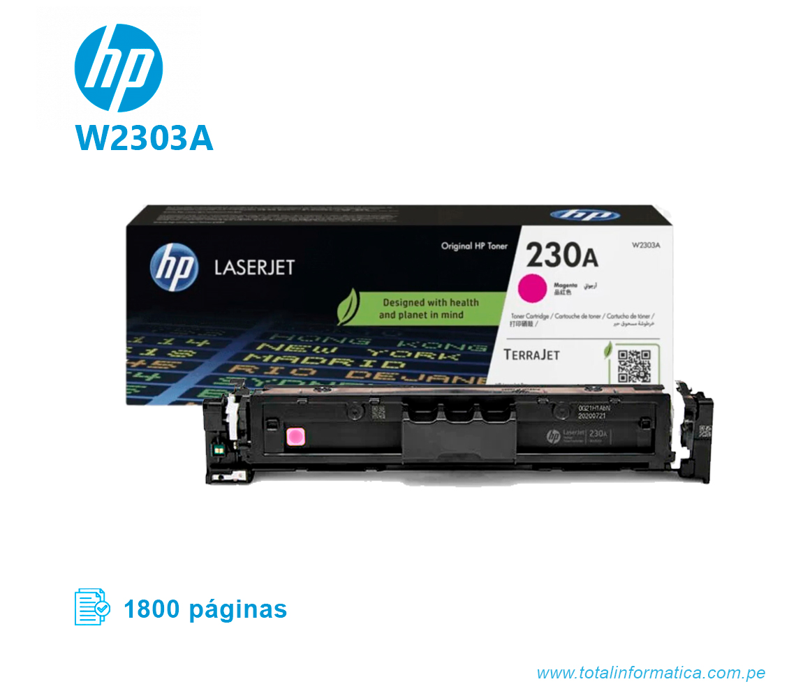 TONER HP 230A W2303A MAGENTA, PARA LASERJET PRO 4203, MFP 4303, 1800 PAGS