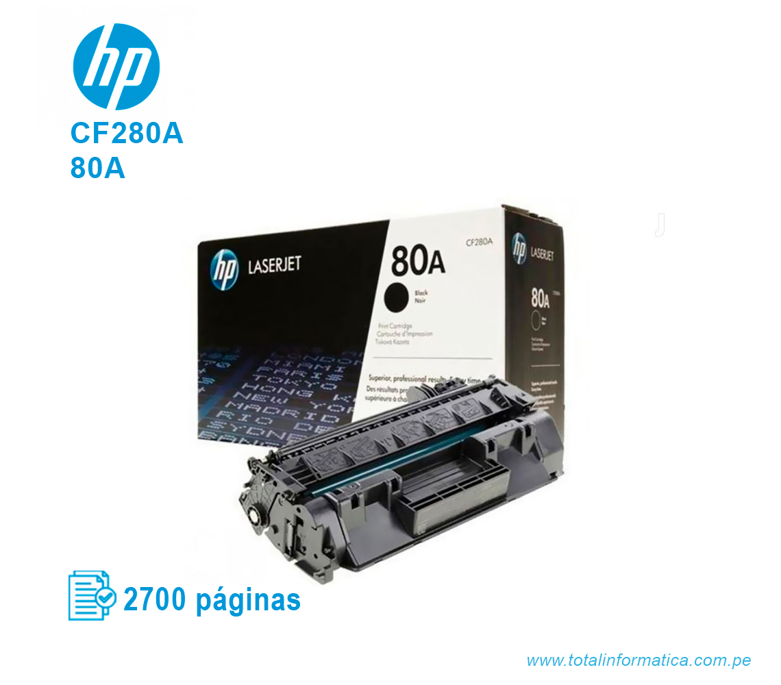 TONER HP 80A BLACK ( CF280A ) LASERJET M401, 2700 PGS