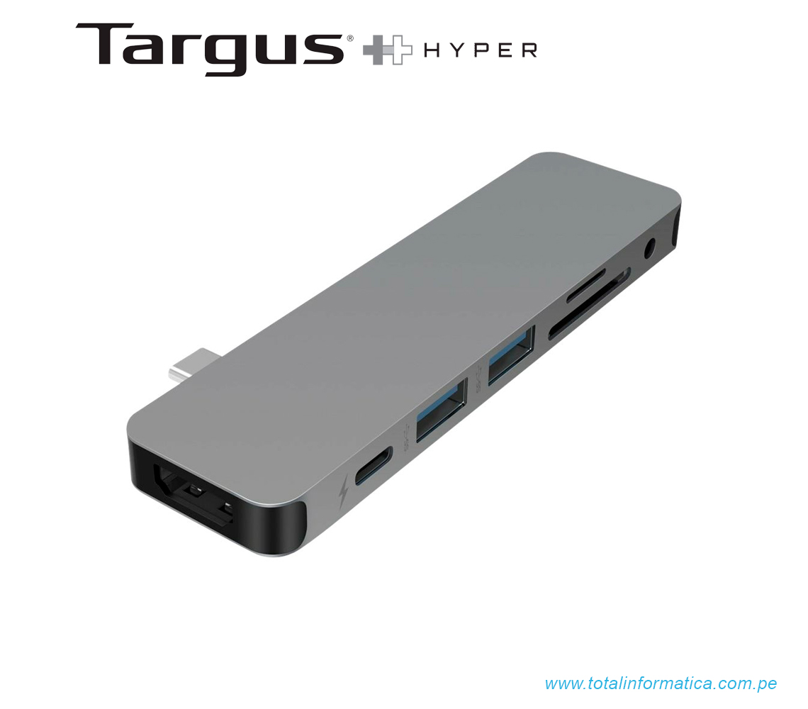 HUB USB-C HYPER 7 EN 1, HDMI/USB-A, 3.0/CARD, READER/USB-C, GRIS(GN21D ...