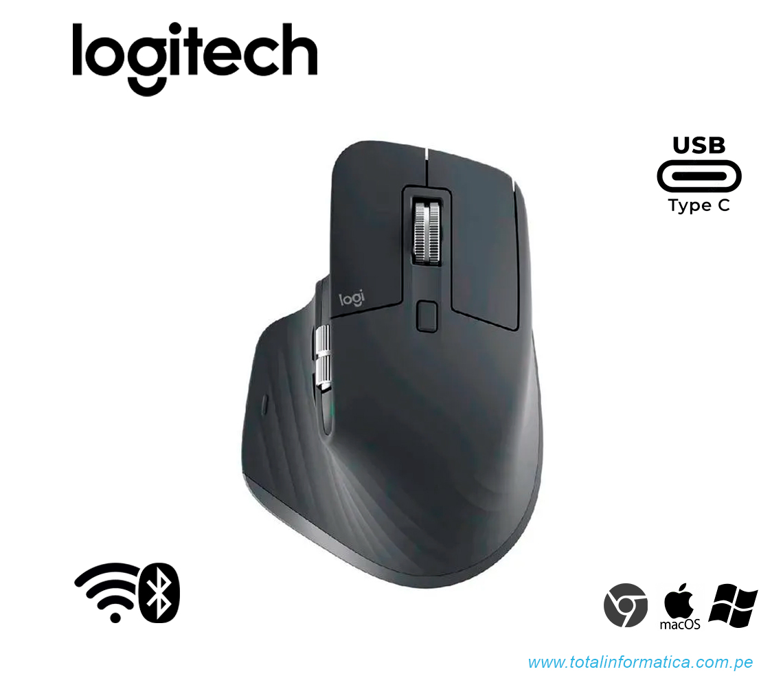 MOUSE LOGITECH MX MASTER 3S, INALAMBRICO/BLUETOOTH, 8K DPI, USB-C, GRAPHITE(910-006561)